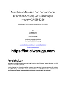 Membaca Masukan Dari Sensor Getar (vibration Sensor) Sw-420 Dengan ...